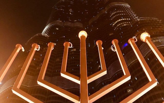 Burj Khalifa lights up for historic Dubai Hanukkah celebrations ...